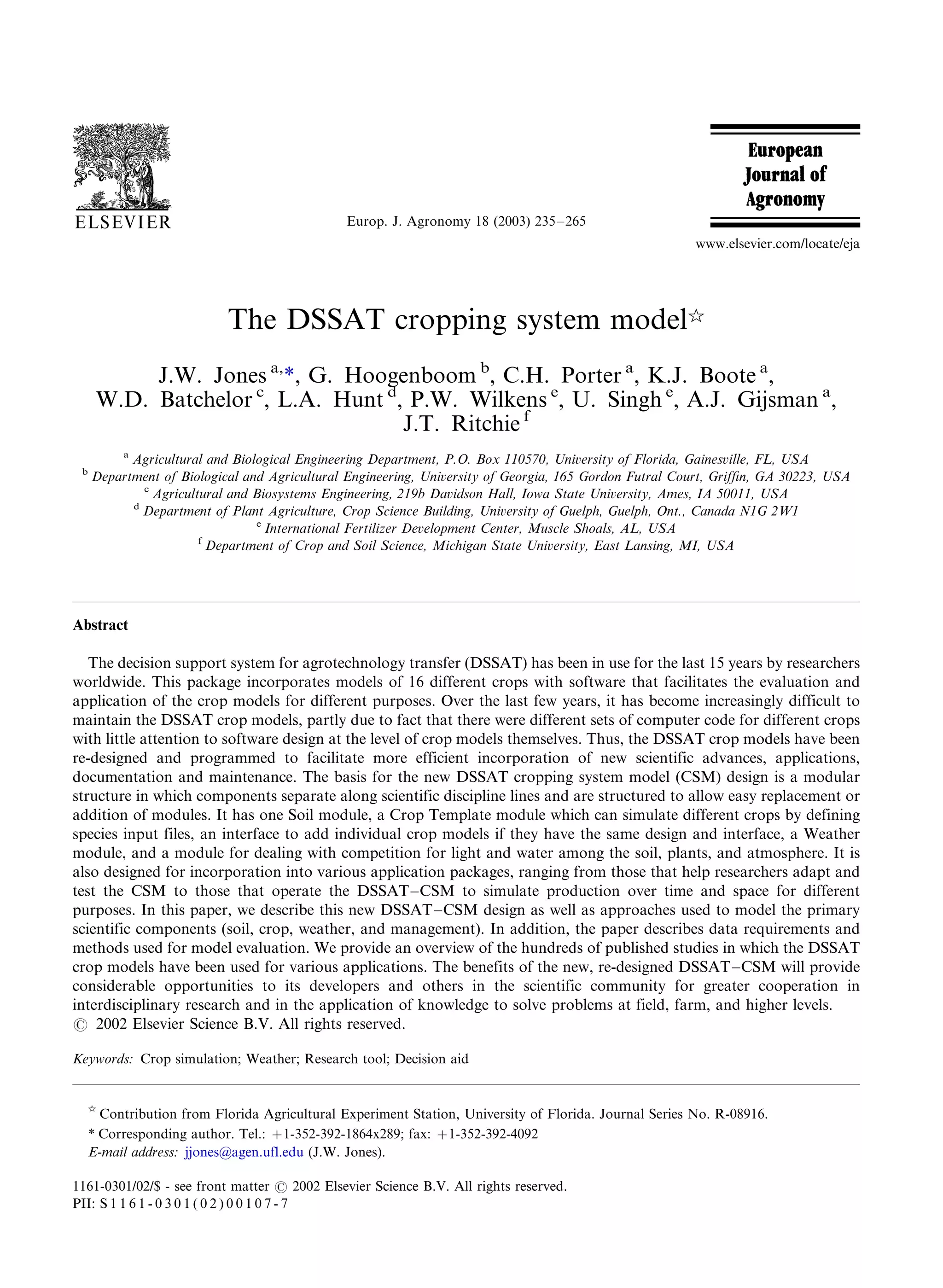 The dssat cropping system model | PDF