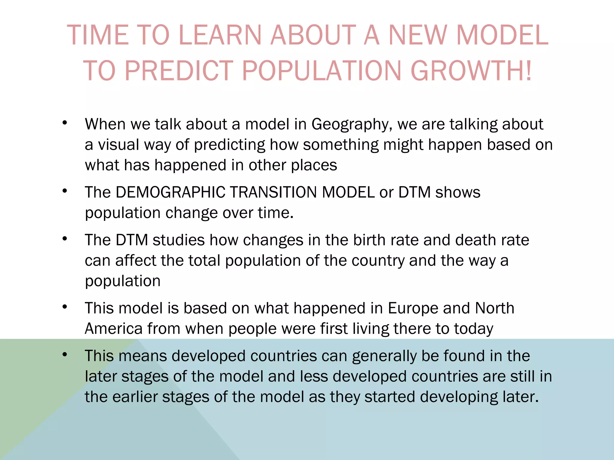 The Demographic Transition Model | PPT