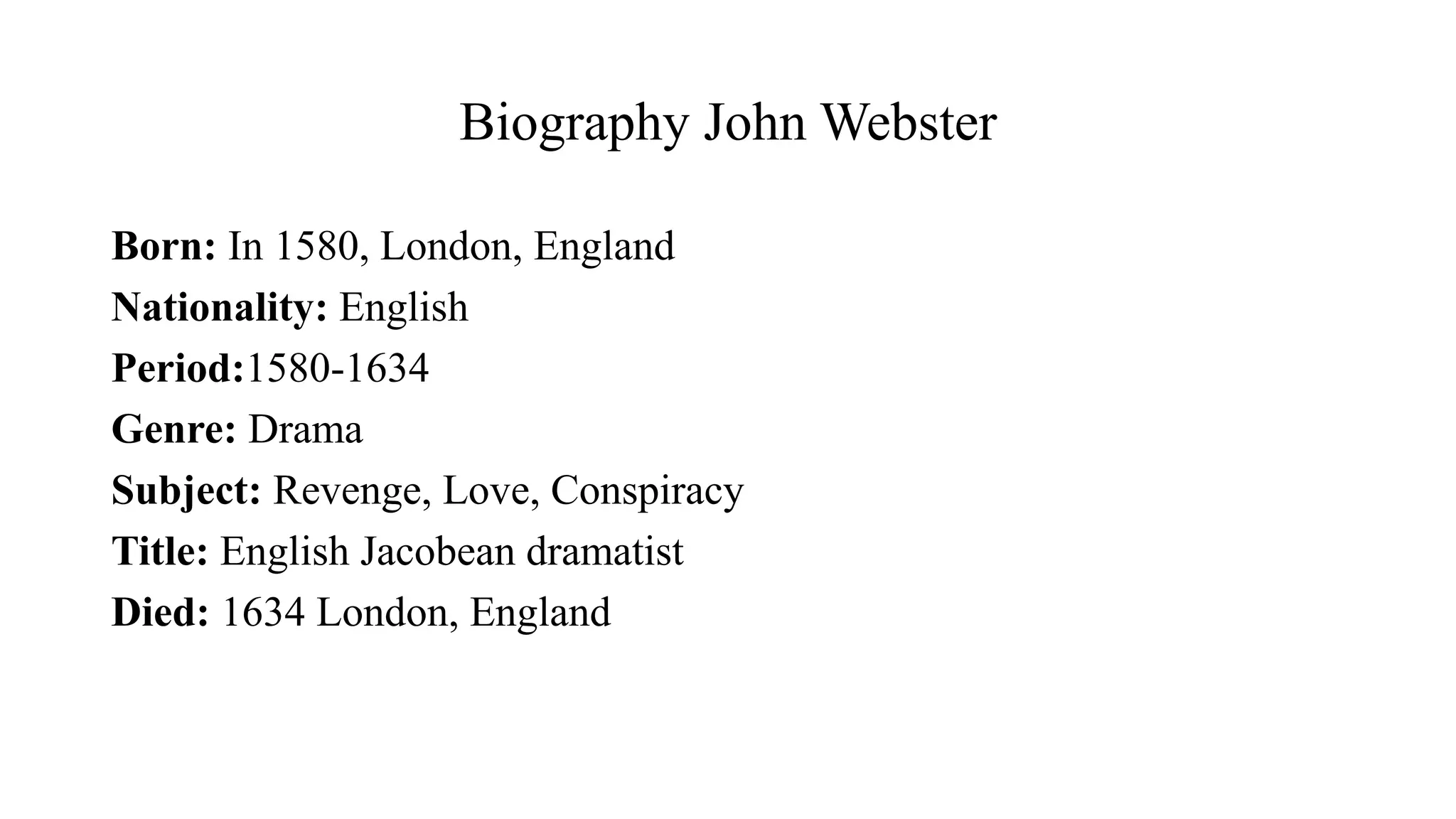The Duchess of Malfi-John Webster | PPTX
