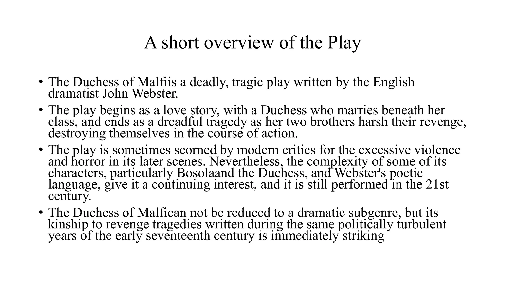 The Duchess of Malfi-John Webster | PPTX