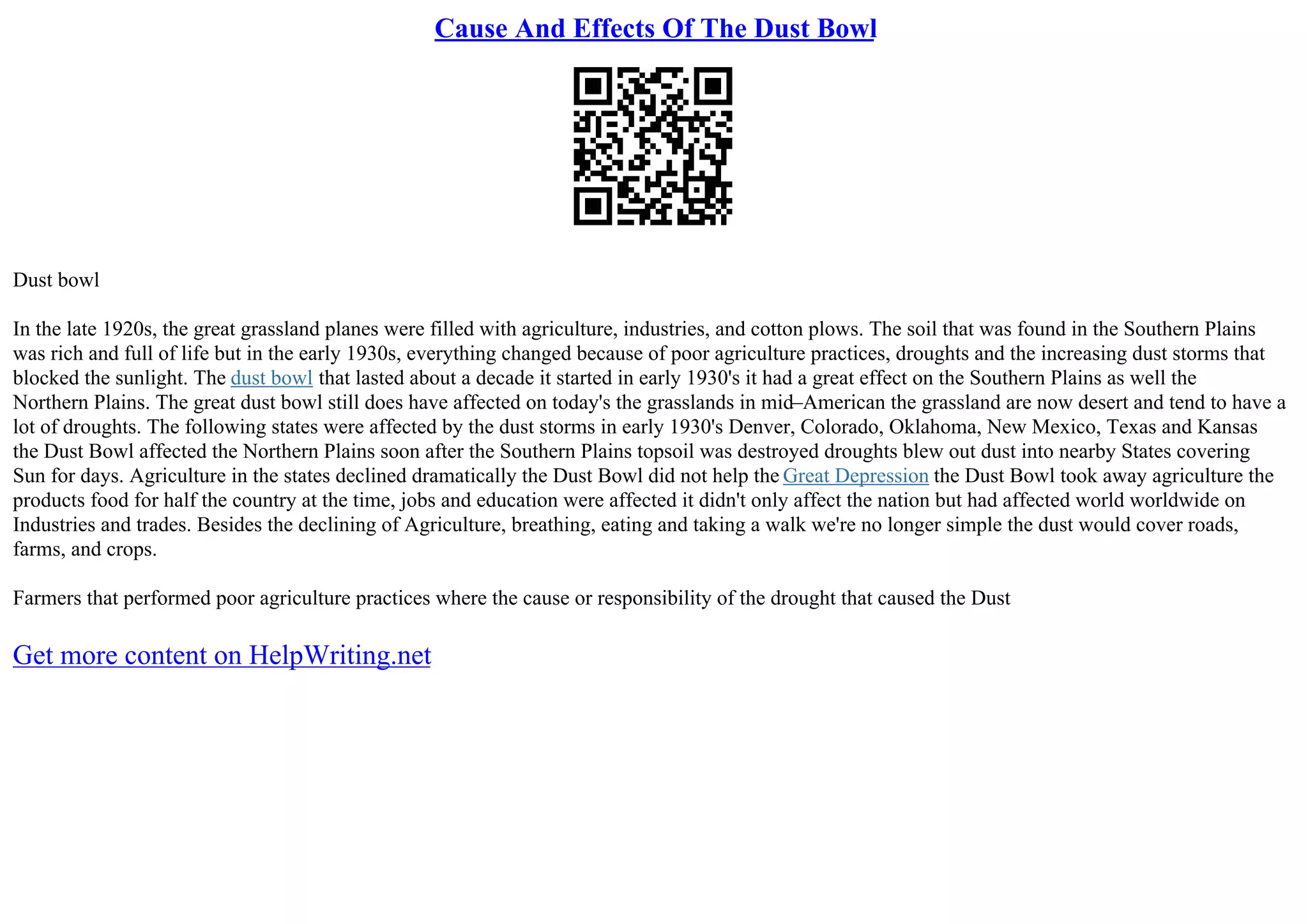 The Dust Bowl Summary | PDF