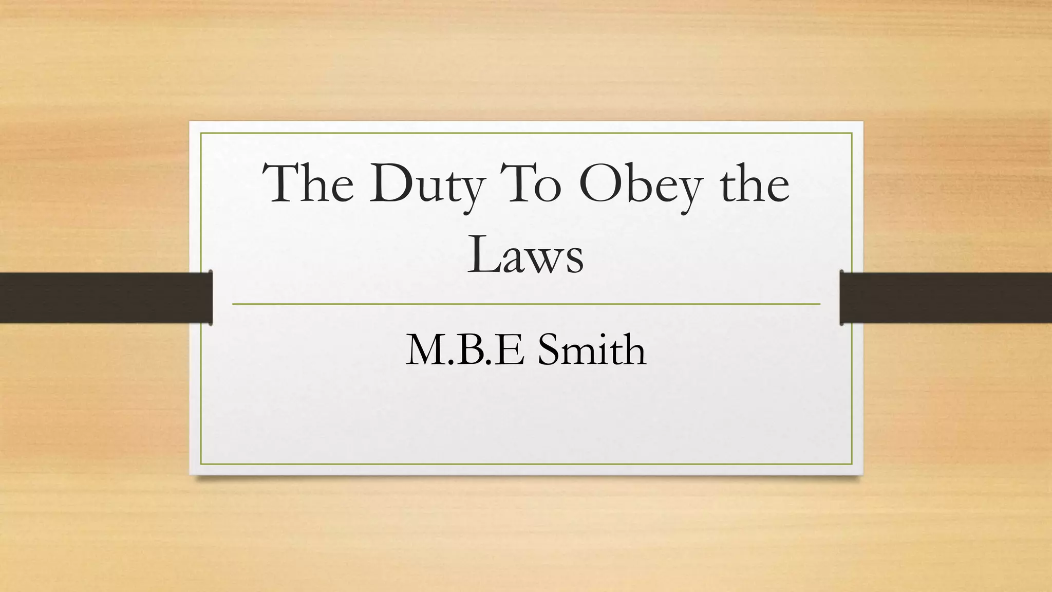 The duty to obey the laws | PPTX