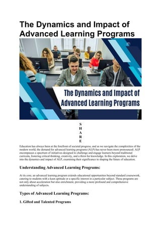 The Dynamics and Impact of Advanced Learning Programs | PDF ...