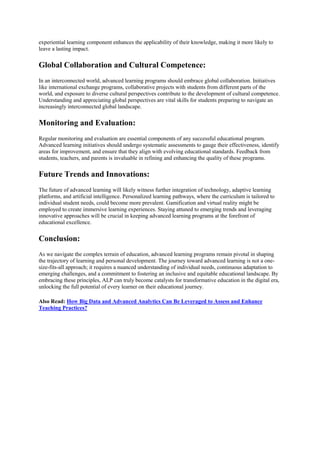 The Dynamics and Impact of Advanced Learning Programs | PDF ...