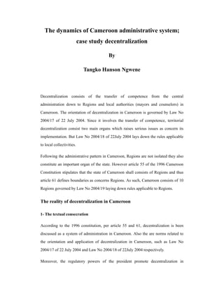 The dynamics of cameroon administrative system | PDF | Law