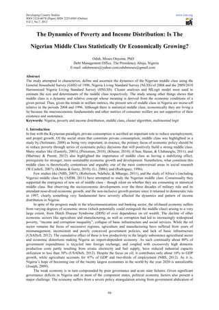 The dynamics of poverty and income distribution is the nigerian middle ...