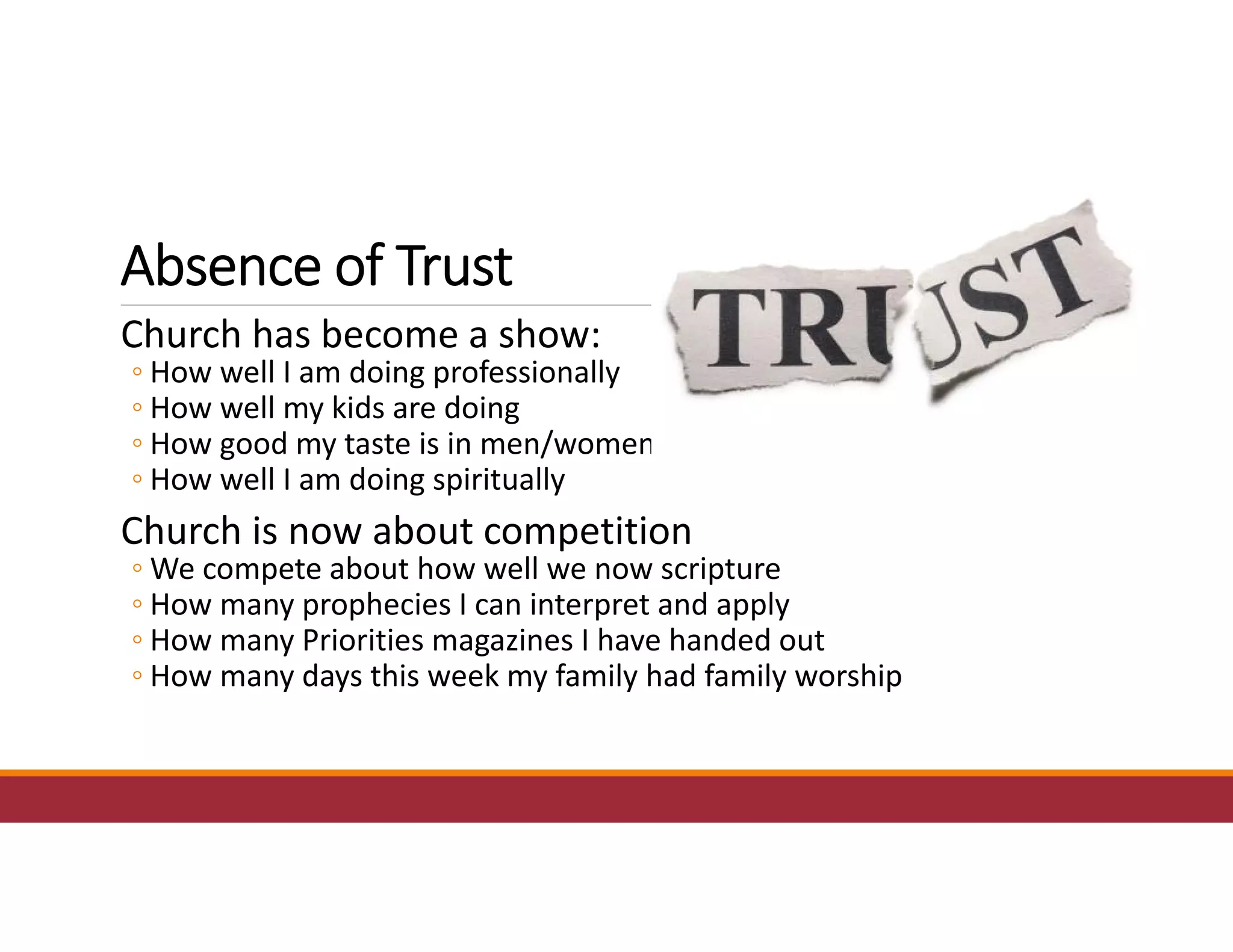 The dysfunctional church absence of trust | PPT