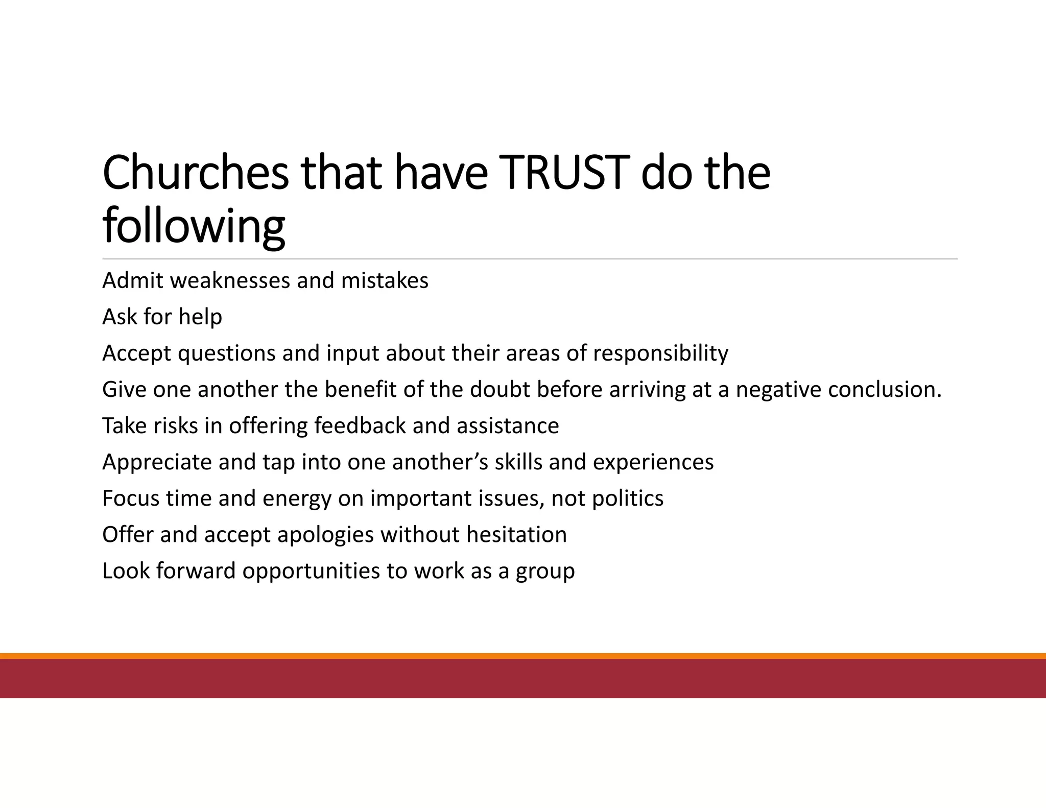 The dysfunctional church absence of trust | PDF