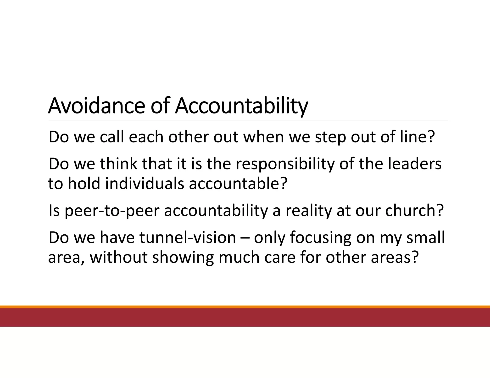 The dysfunctional church avoidance of accountability | PDF