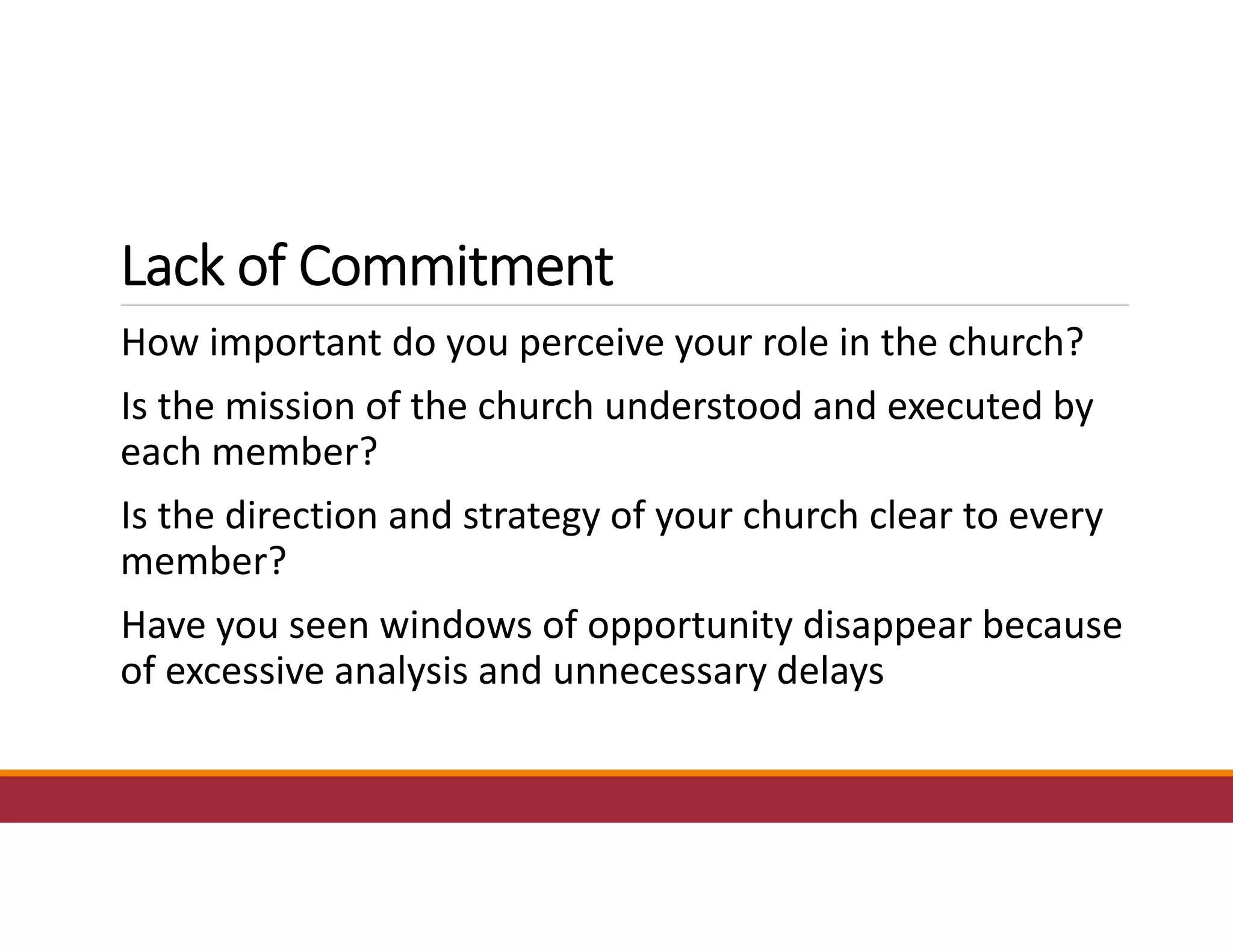 The dysfunctional church lack of commitment | PDF