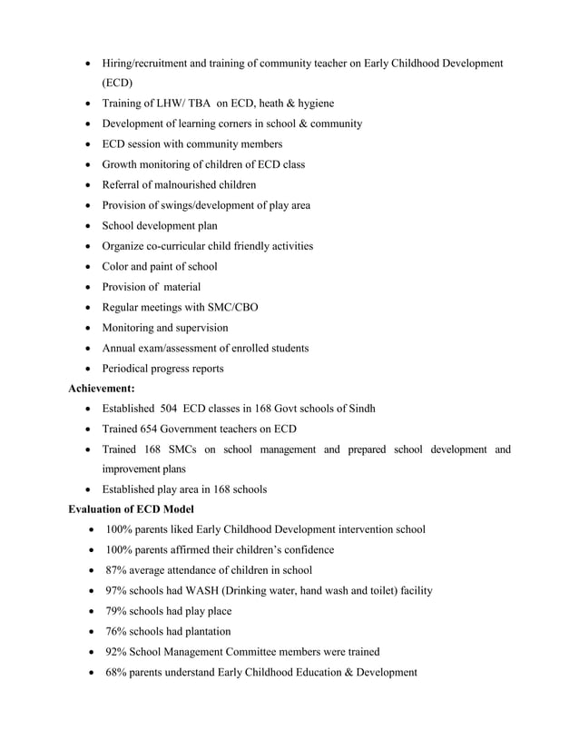 The early childhood development (ecd) program & dr.shaikh tanveer ahmed ...