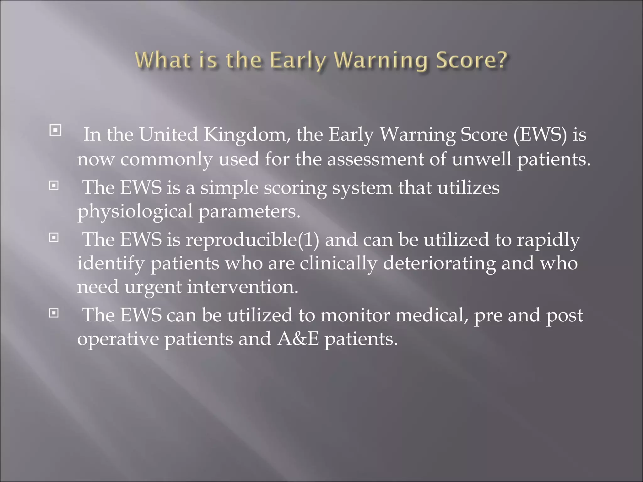 The early warning score (ews) | PPT
