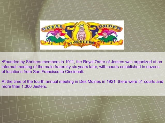 The early years of the royal order of jesters | PPT