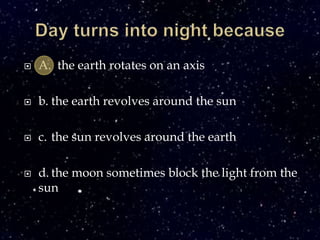 The Earth and the Moon Part 1 Study Guide | PPTX