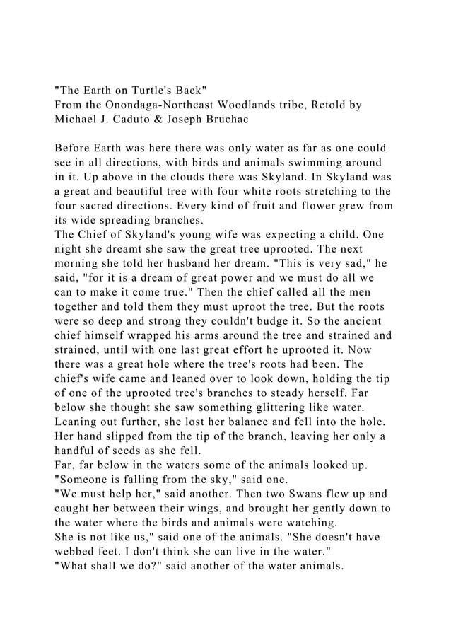 The Earth on Turtles BackFrom the Onondaga-Northeast Woodland.docx