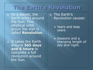 The Earth, Rotation and Revolution | PPTX