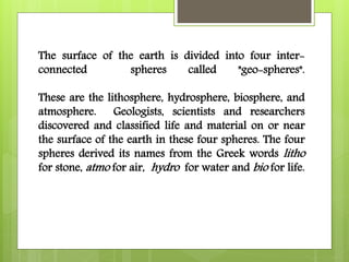 The earth's four spheres | PPT