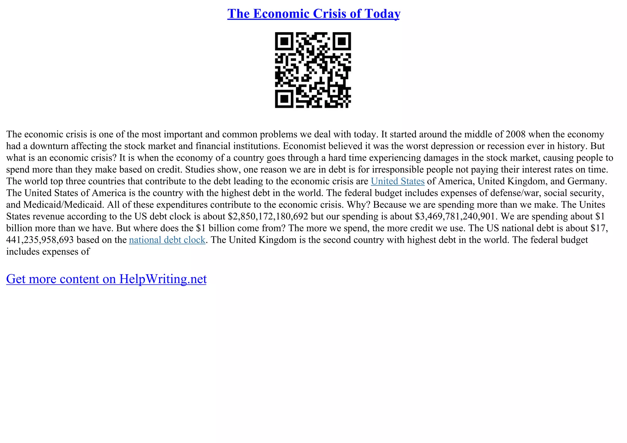 The Economic Crisis Of Today | PPT
