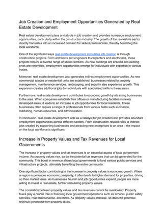 The Economic Impact of Real Estate Development on Local Communities | PDF