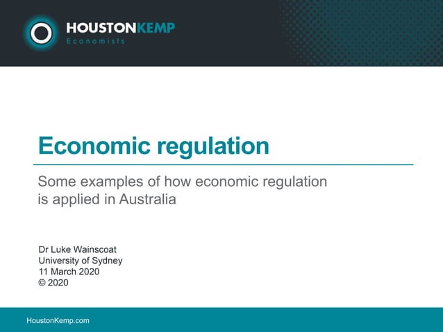 The economics of regulation 2020 week 3 - examples of regulated ...