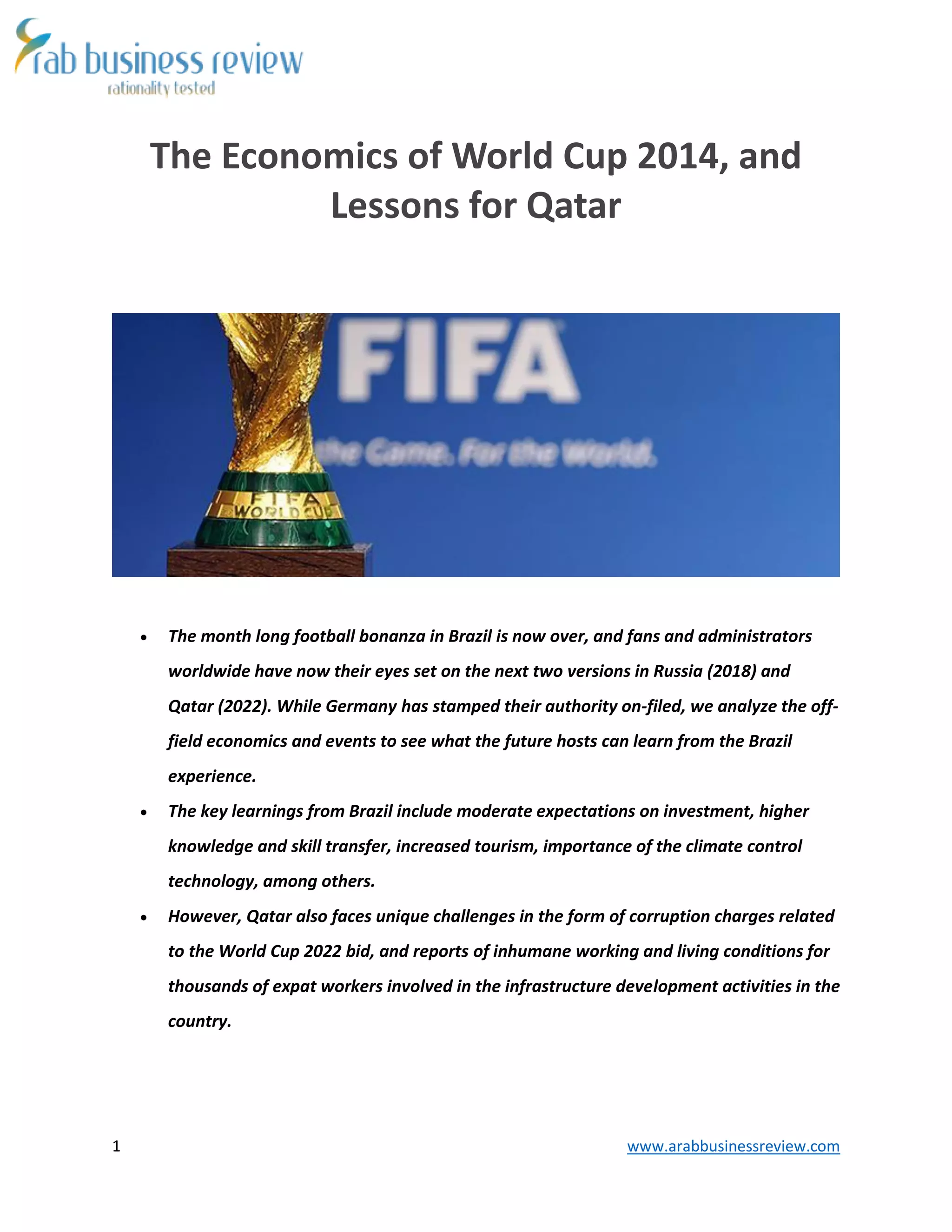 The economics of world cup 2014 | PDF