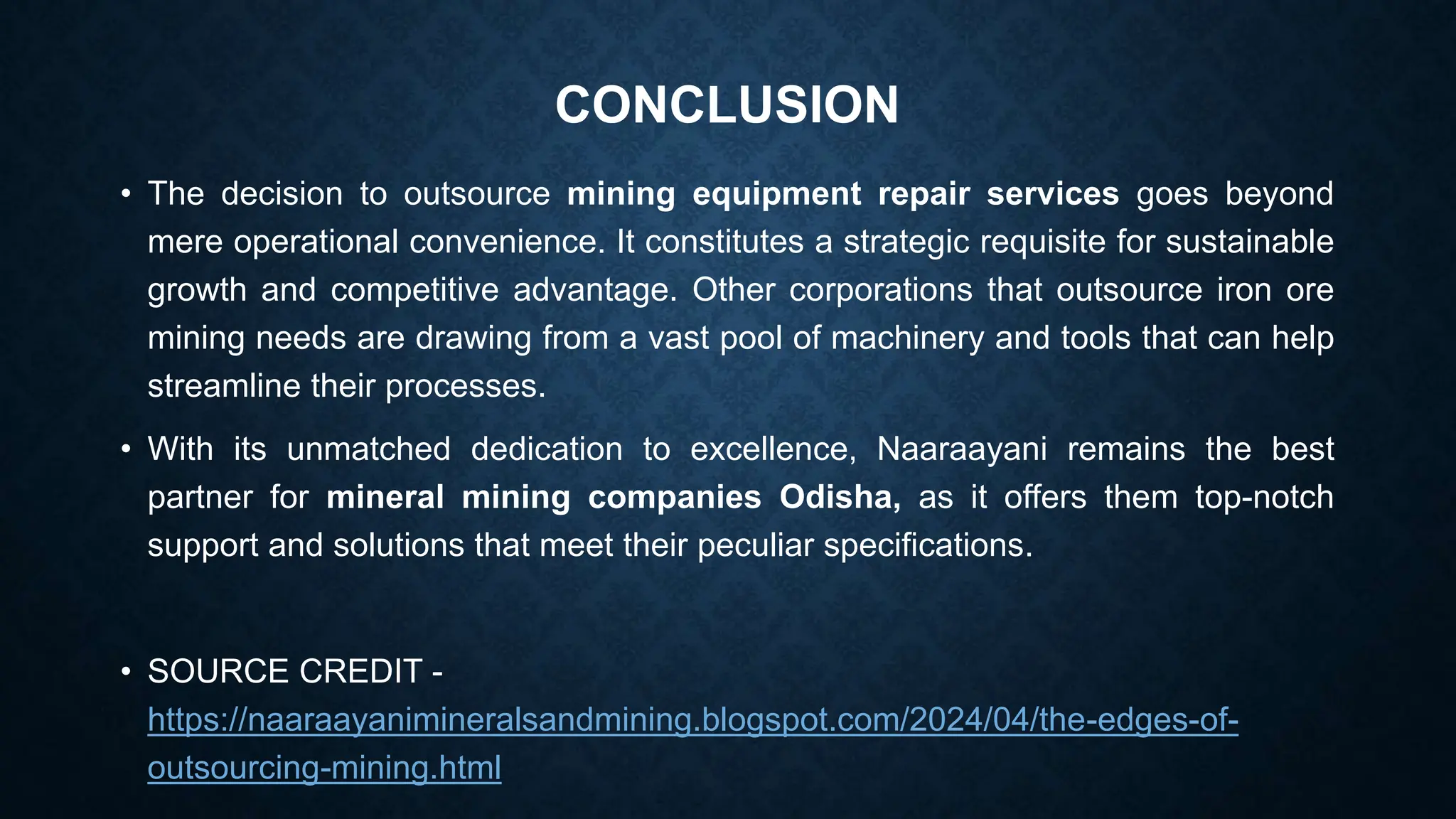 The Edges of Outsourcing Mining Equipment Maintenance | PPTX