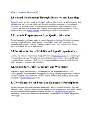 The importance of Education Learning in life by learning and education .com