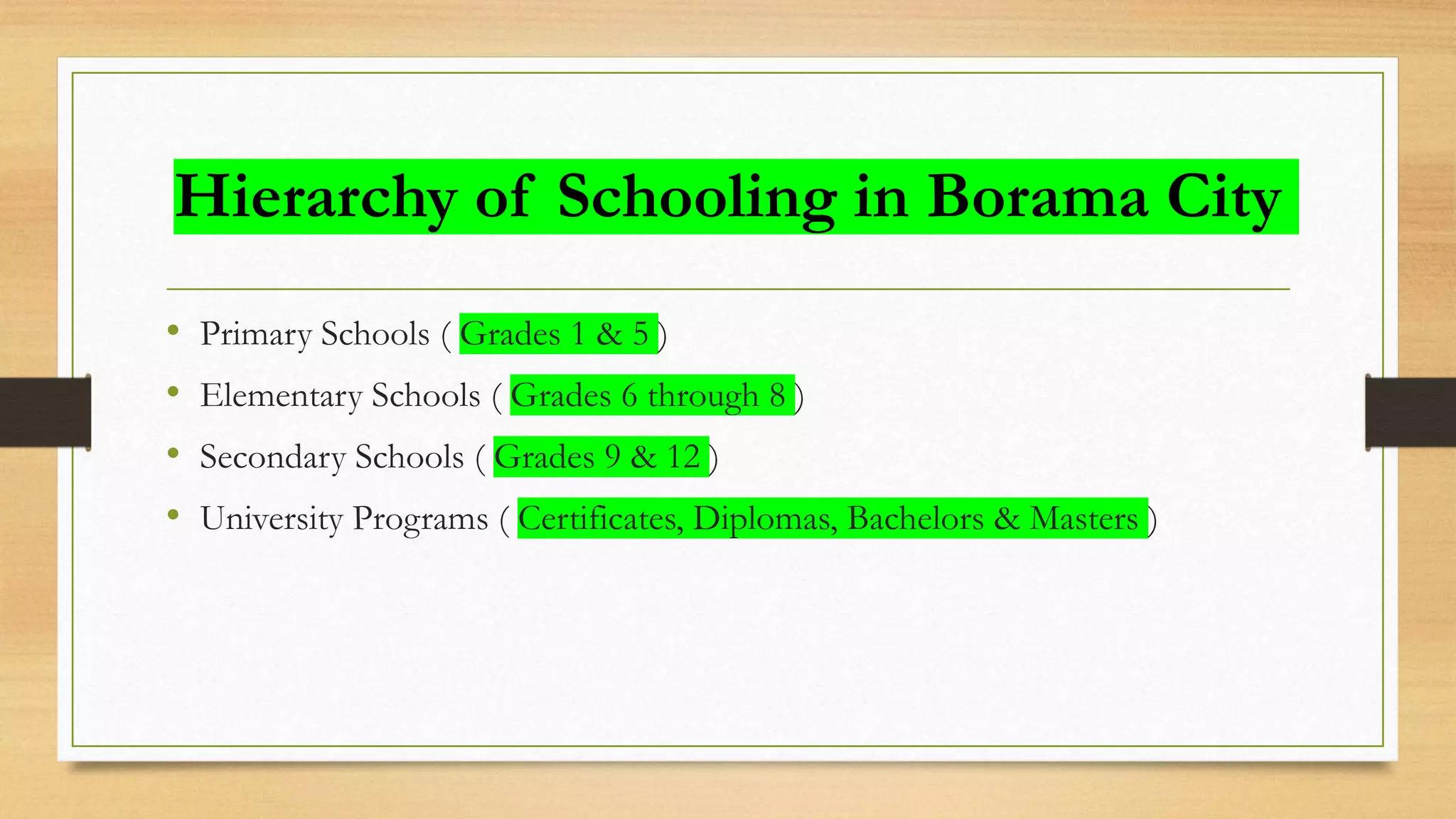 The education system in Borama City by Muse Abdi | PPTX