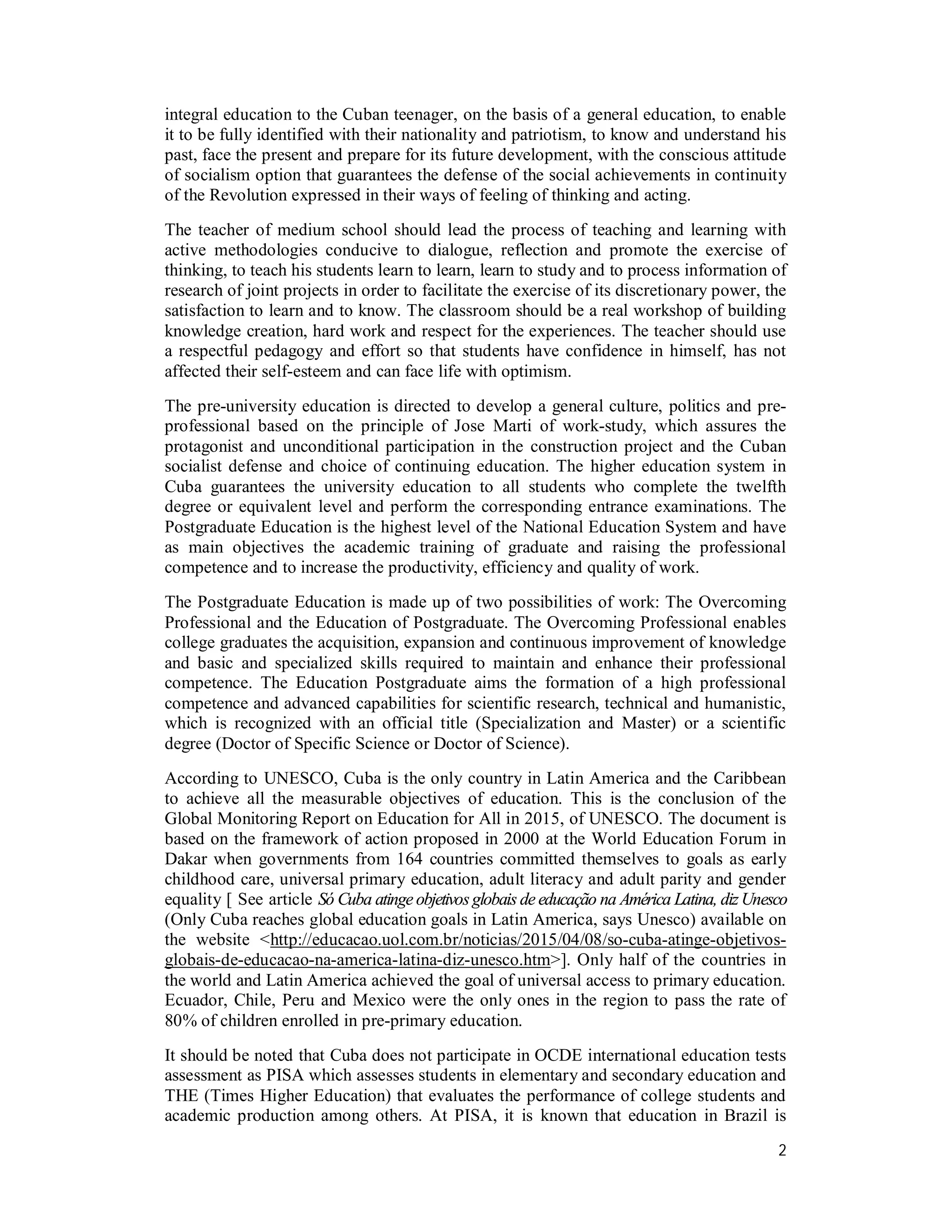 The education system in cuba | PDF