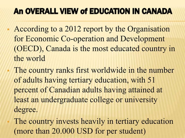 The Education System of CANADA | PPTX | Daycare and Pre-School | Parenting