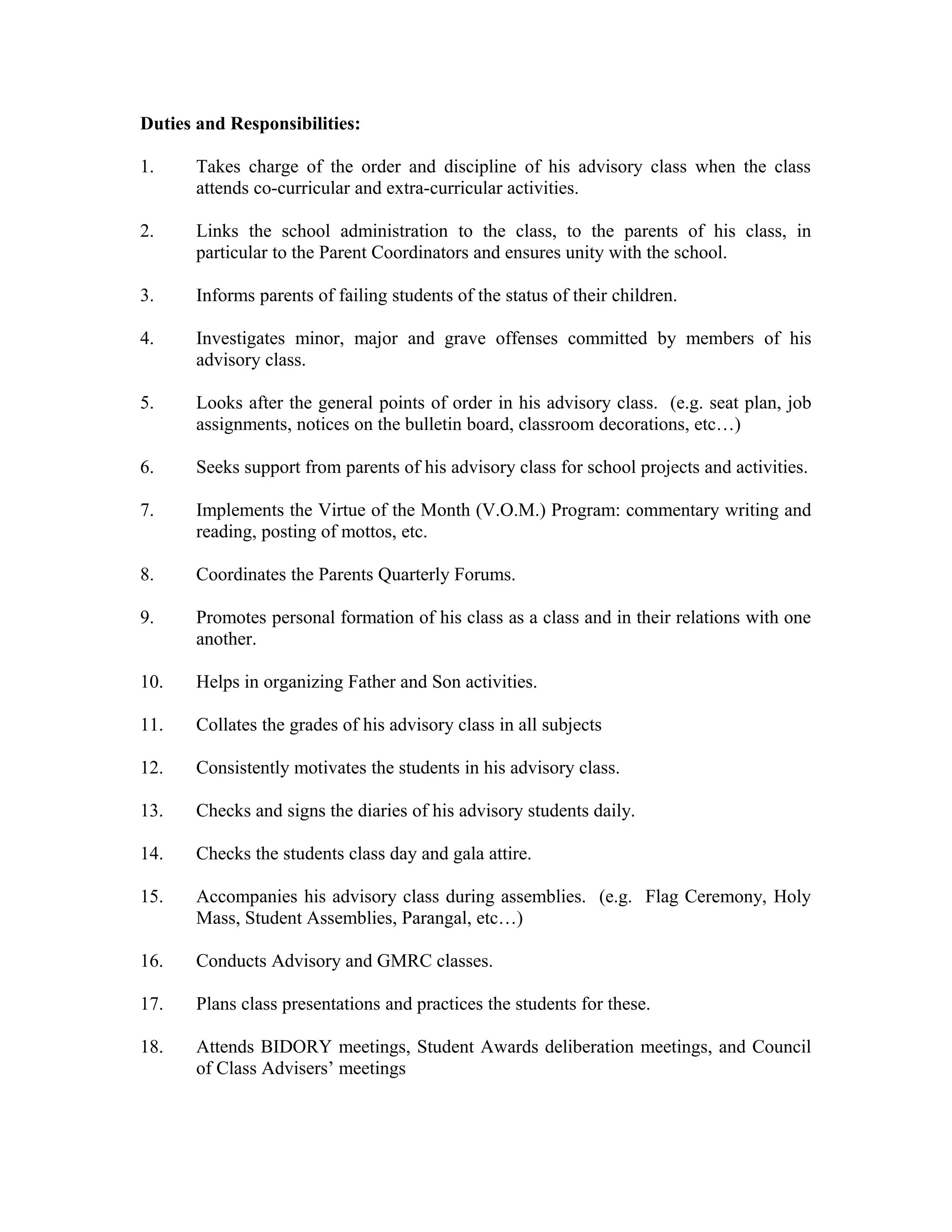 The effective class adviser MANUAL | DOC