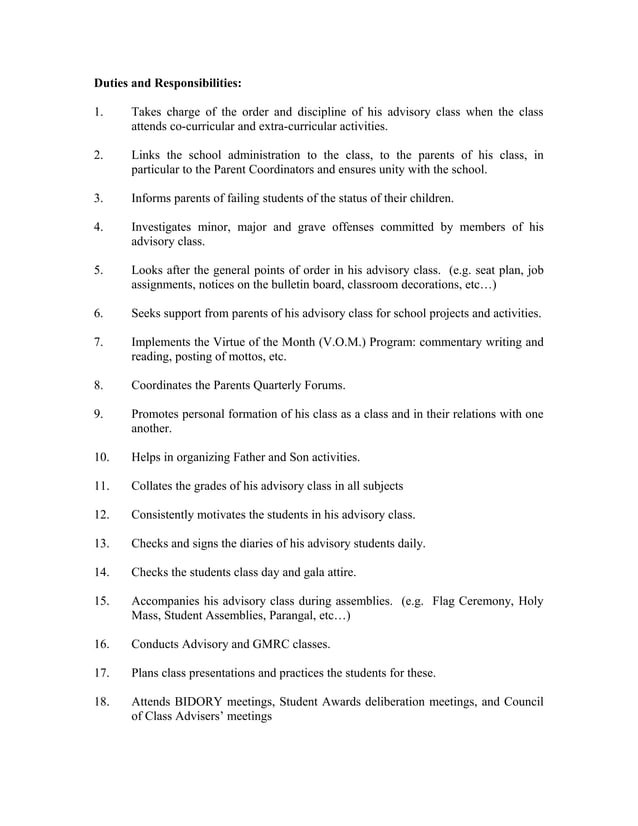 The effective class adviser MANUAL | DOC