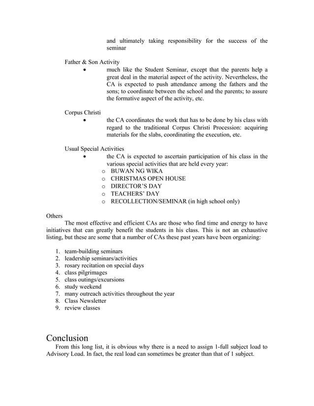 The effective class adviser MANUAL | DOC