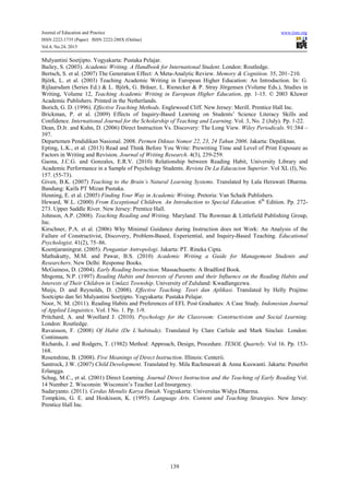The effectiveness of direct learning in academic writing referred to students reading habit in ...