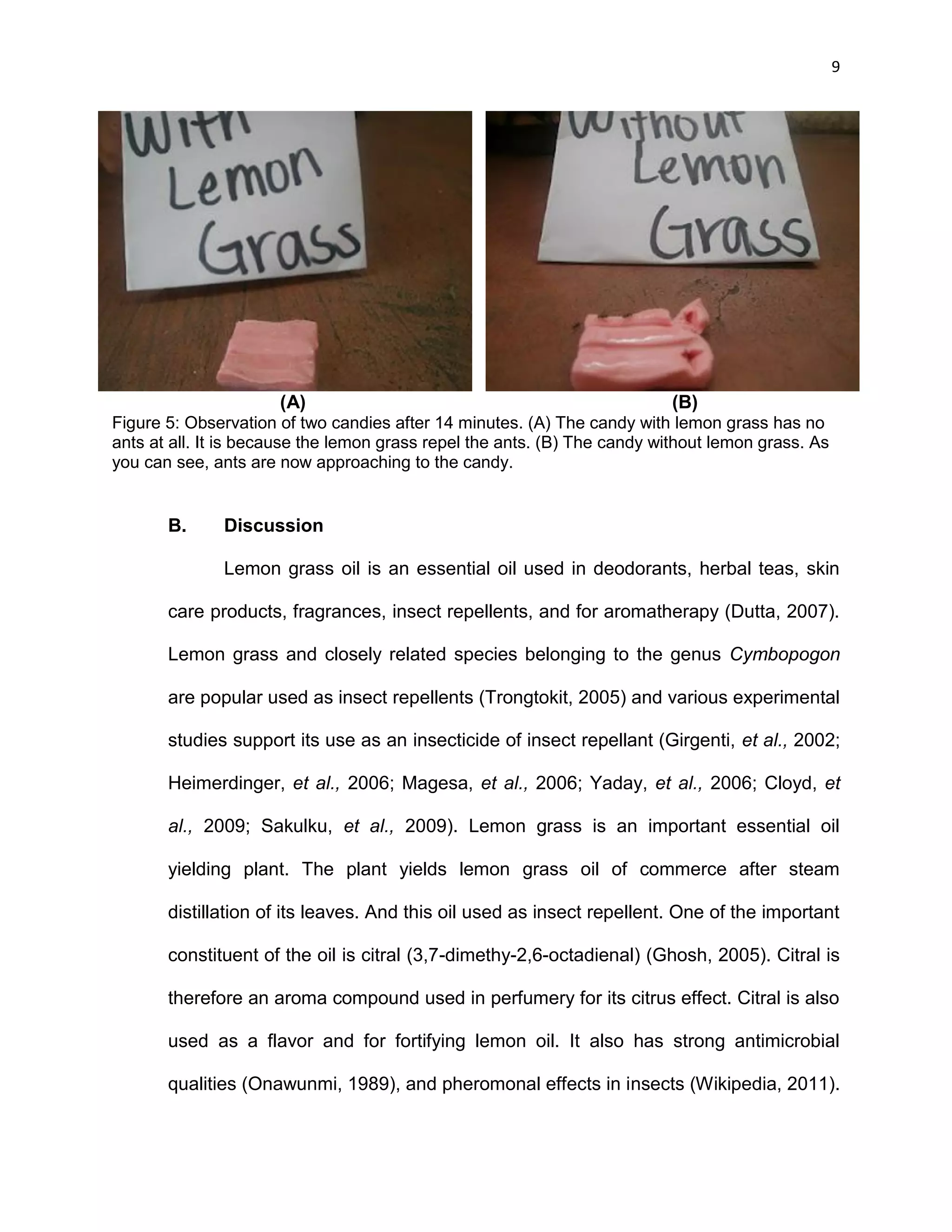 The effectiveness of lemon grass as natural insect repellent | PDF