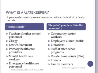 The Effectiveness Of Suicide Gatekeeper Training | PPTX