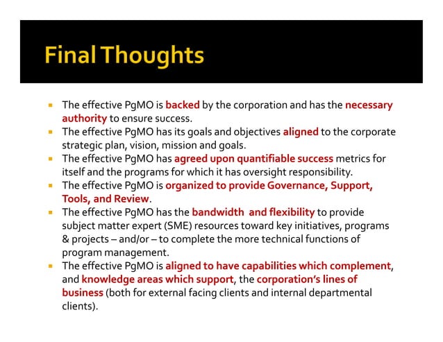 The Effective Program Management Office (PgMO) (c) 2010 | PPT