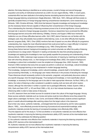 The effect of authentic/inauthentic materials in EFL classroom | PDF