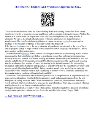 The Effect Of Explicit And Systematic Approaches On... | PDF