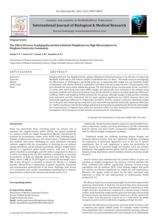 The Effect Of Green Tea (Epigallocatechin Gallate) A Polyphenol on High ...