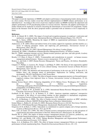 The effect of international human resource management practices on military assignment ...