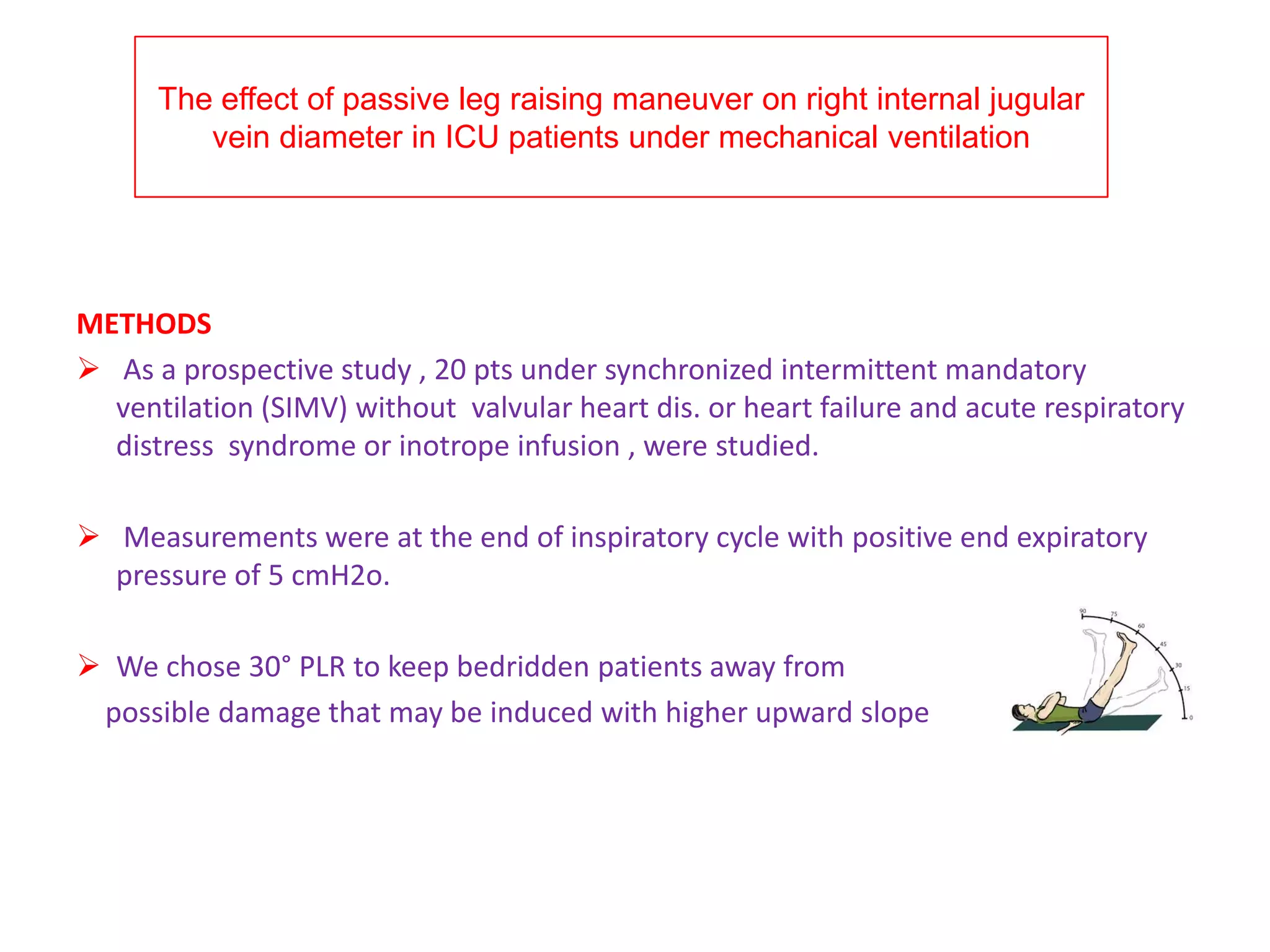 The effect of passive leg raising maneuver on RIJ vein diameter in icu ...