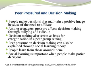 The Effect of Peer Pressure on Decision Making | PPT | Education