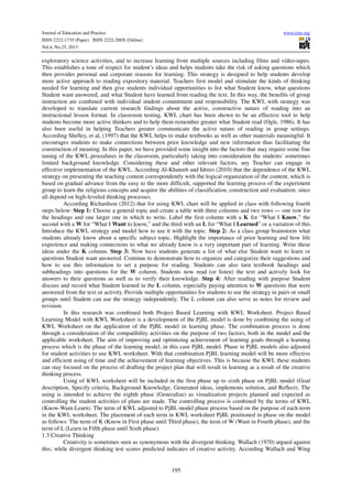 The effect of project based learning model with kwl worksheet on ...