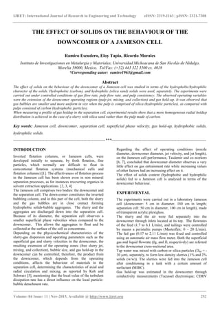 The effect of solids on the behaviour of the downcomer of a jameson ...