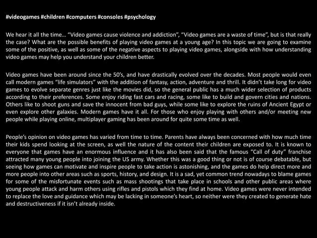 The effect of video games on children | PPTX