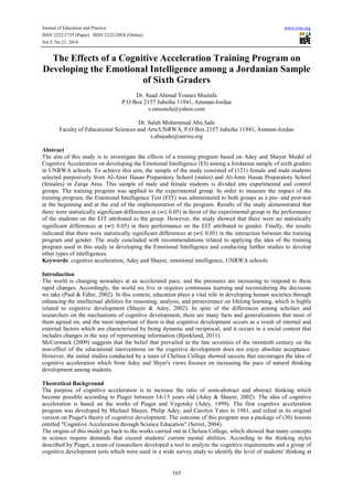 The effects of a cognitive acceleration training program on developing the emotional ...
