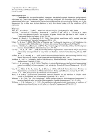 The effects of cultural dimensions and hr practices on organisational commitment | PDF