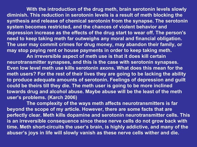 The Effects Of Methamphetamine On The Brain | PPT