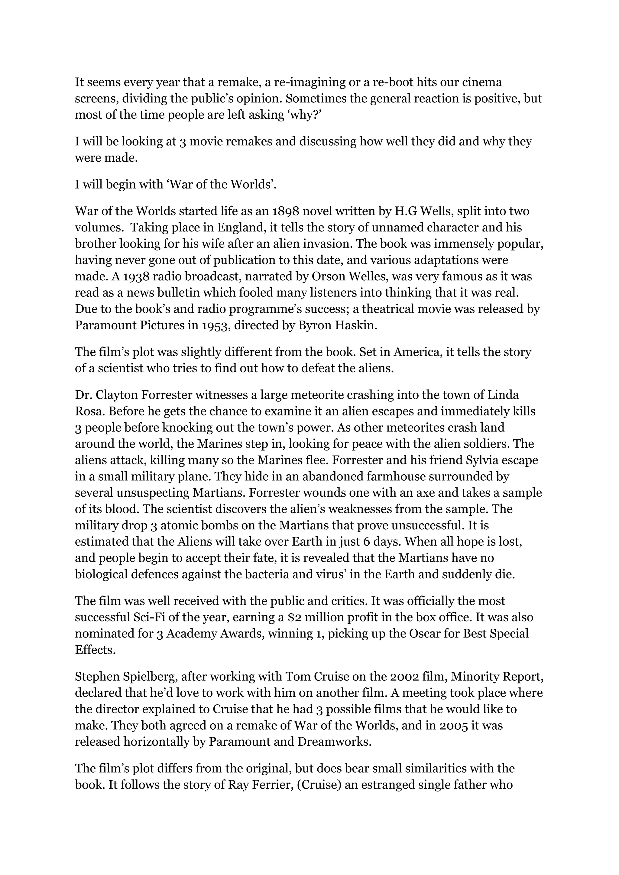 'The Effects of Remakes' Article | PDF